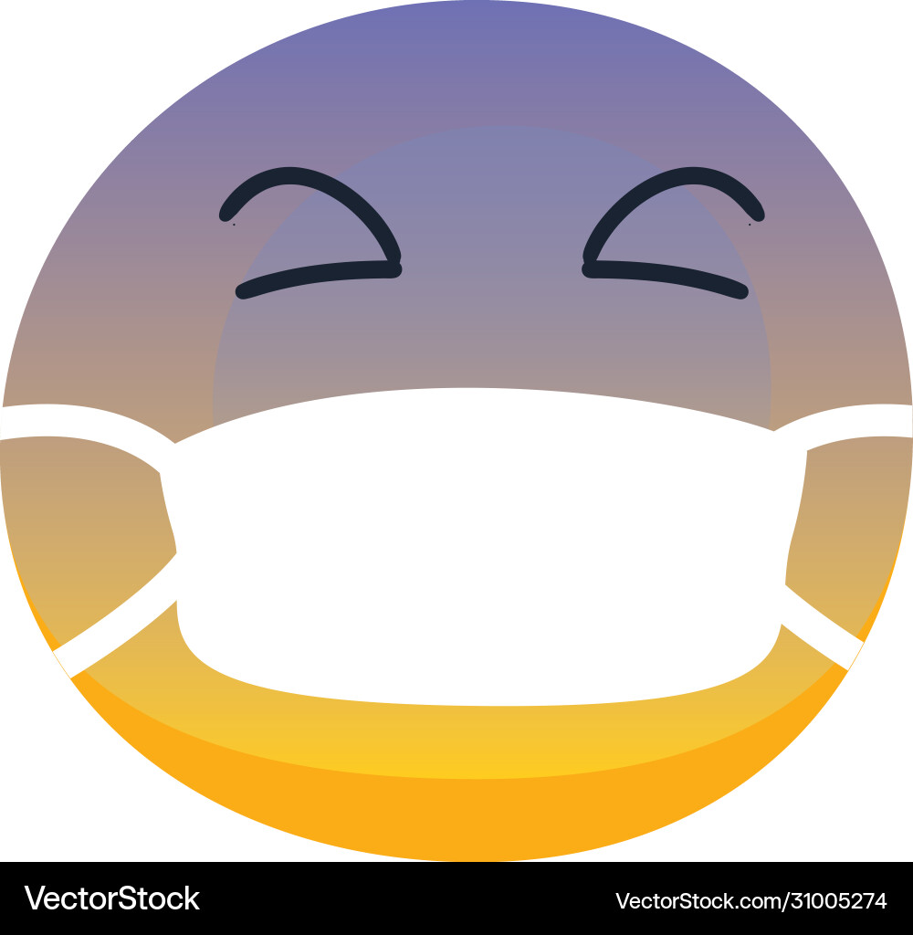 Sick emoji with mask flat style icon design Vector Image