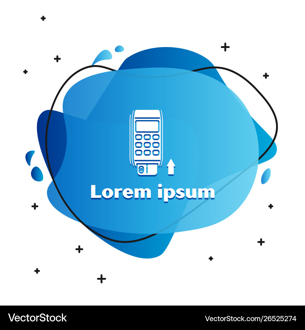 White pos terminal with inserted credit card icon Vector Image