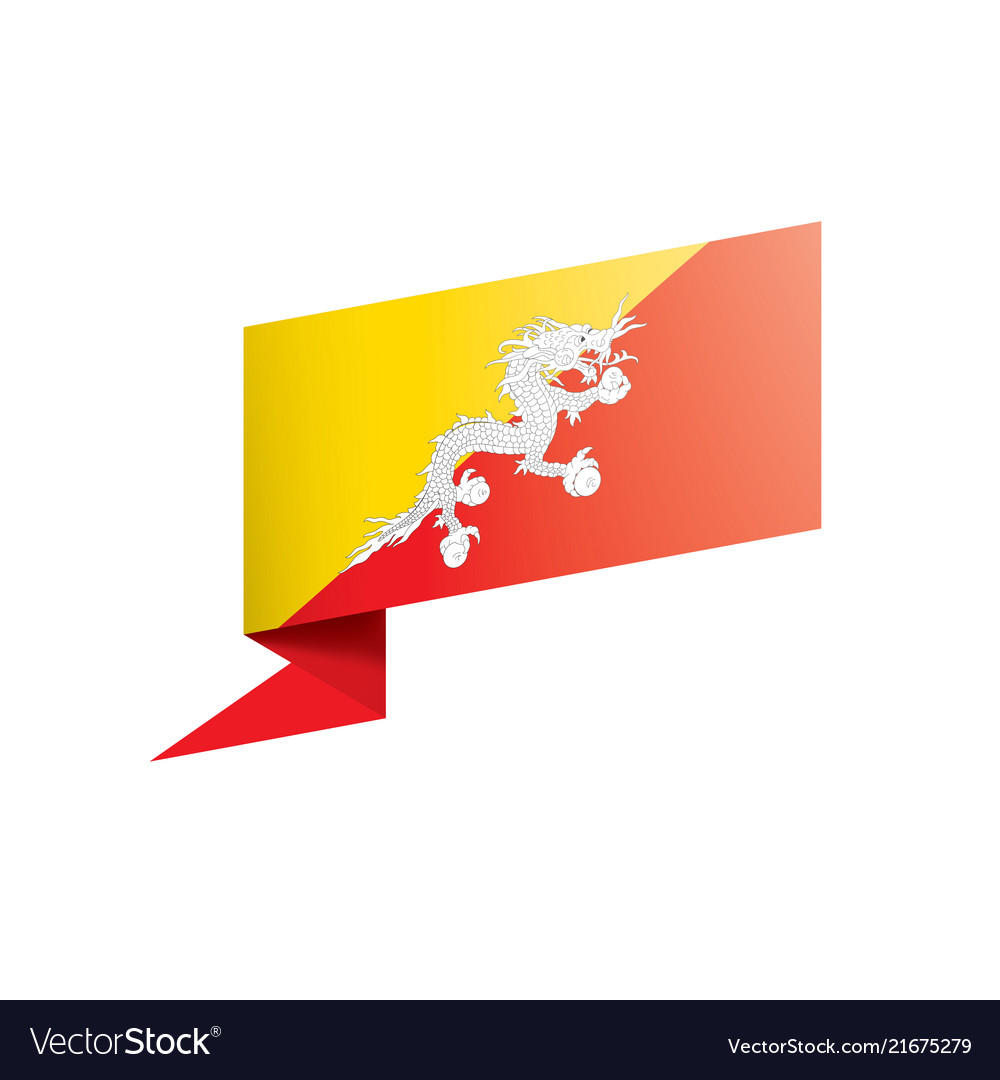Bhutan flag on a white Royalty Free Vector Image