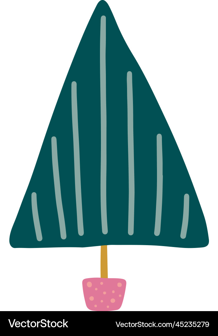 Hand drawn christmas tree modern boho art Vector Image