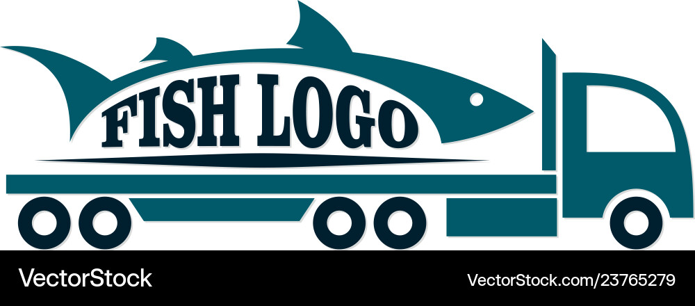 Truck logo with fish Royalty Free Vector Image