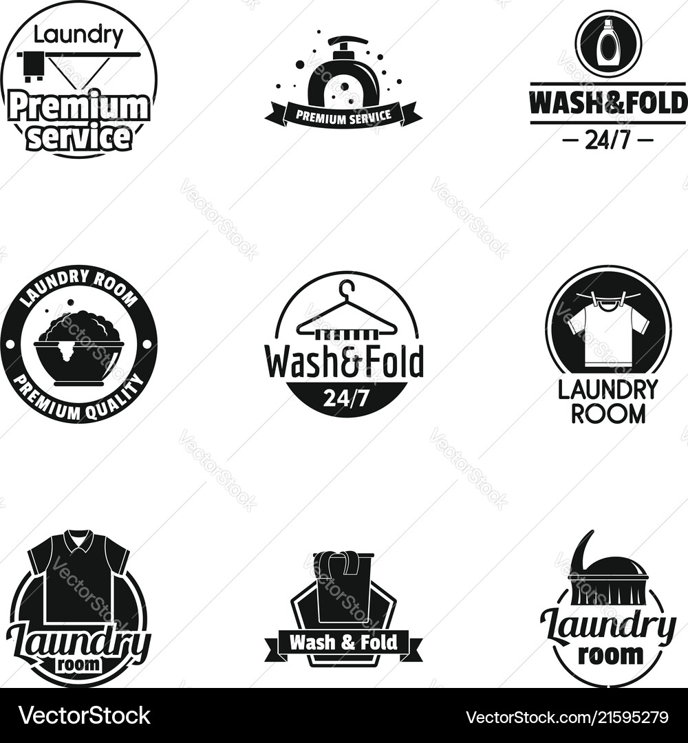 Wash studio icons set simple style Royalty Free Vector Image