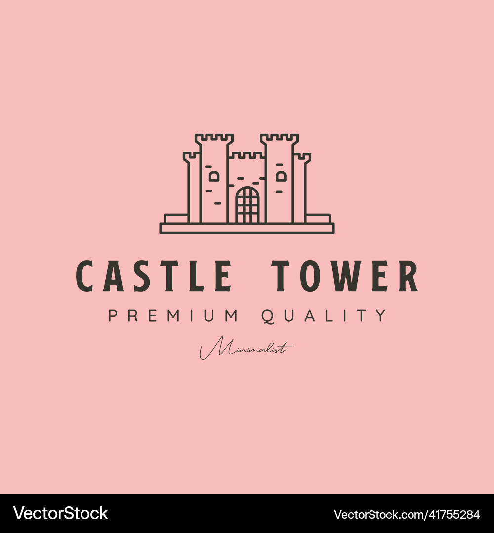 Castle tower line art logo symbol design Vector Image
