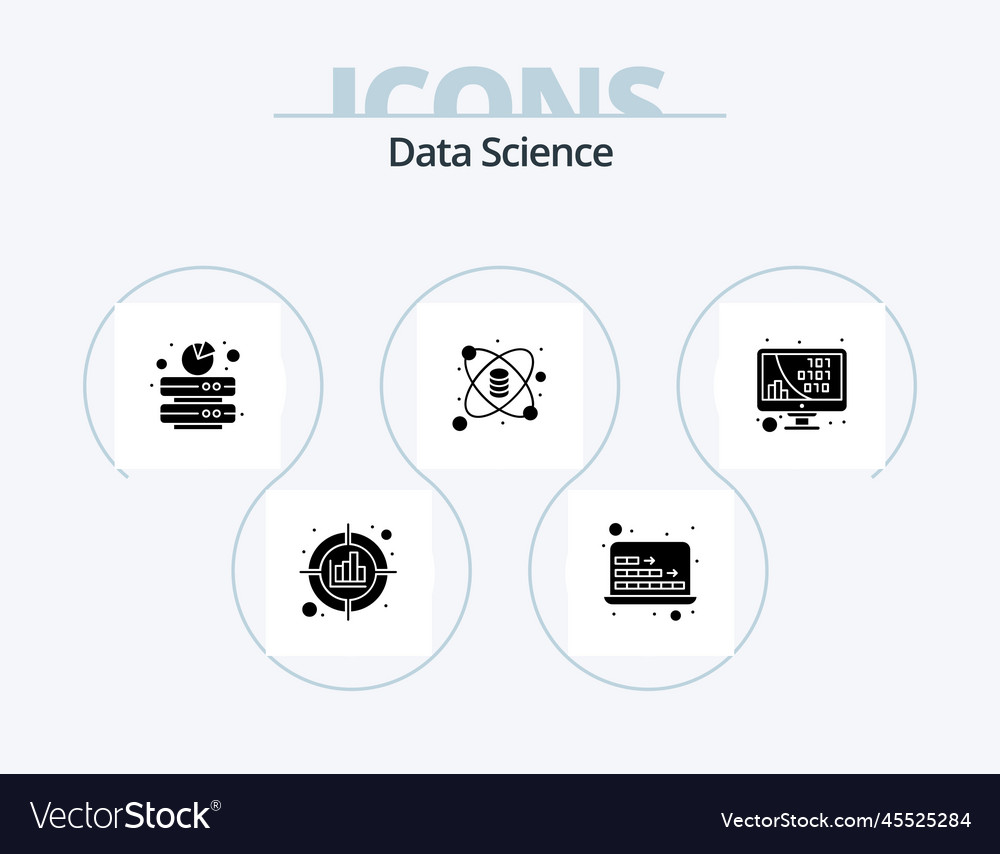 Data science glyph icon pack 5 icon design Vector Image Data science glyph icon pack 5 icon design Vector Image
