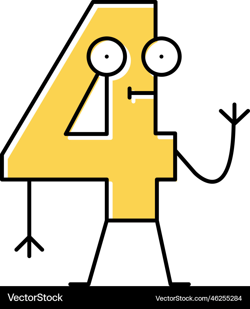 Four number character color icon Royalty Free Vector Image