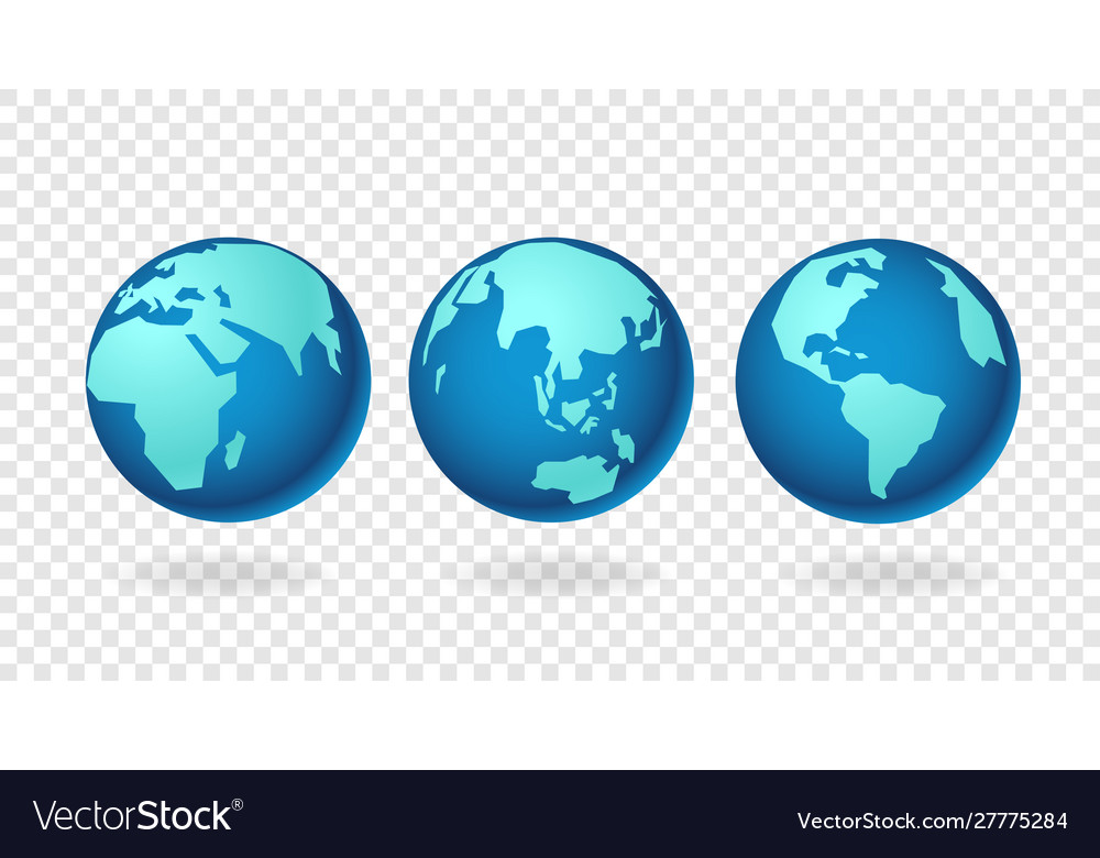 Globes earth icons set isolated on transparent Vector Image