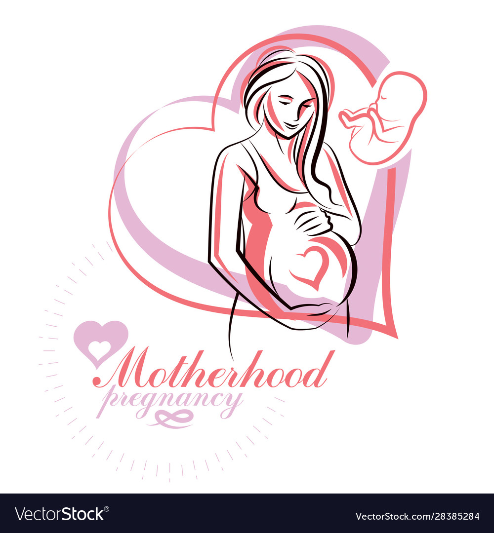 Pregnant Woman Elegant Body Silhouette Sketchy Vector Image