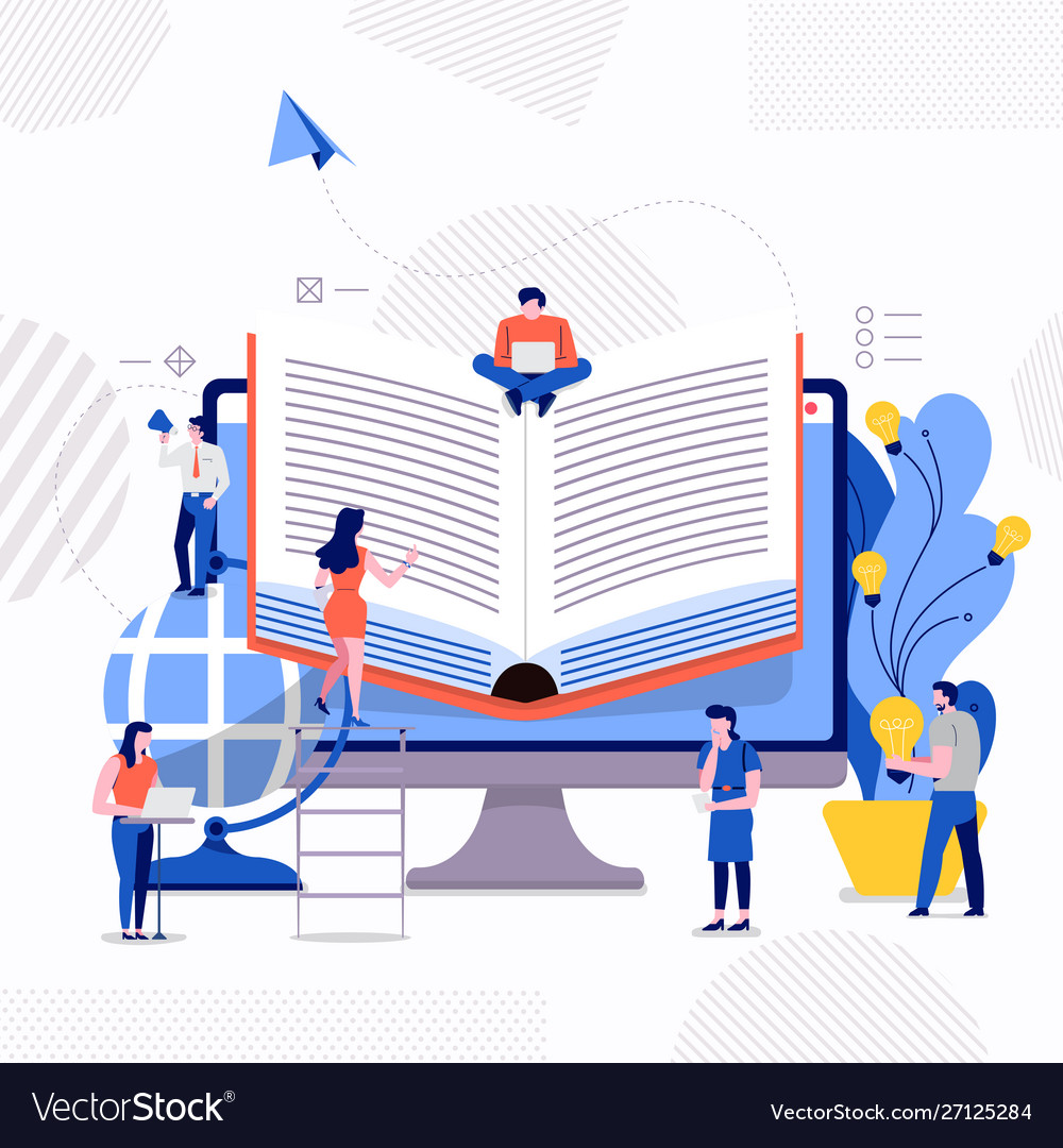 Teamwork study e-learning Royalty Free Vector Image
