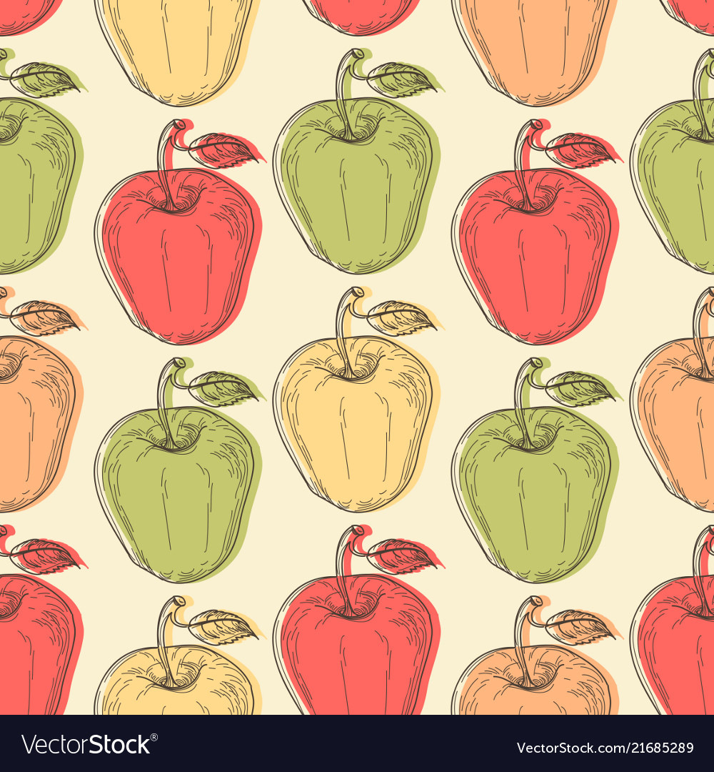 Apple seamless pattern Royalty Free Vector Image
