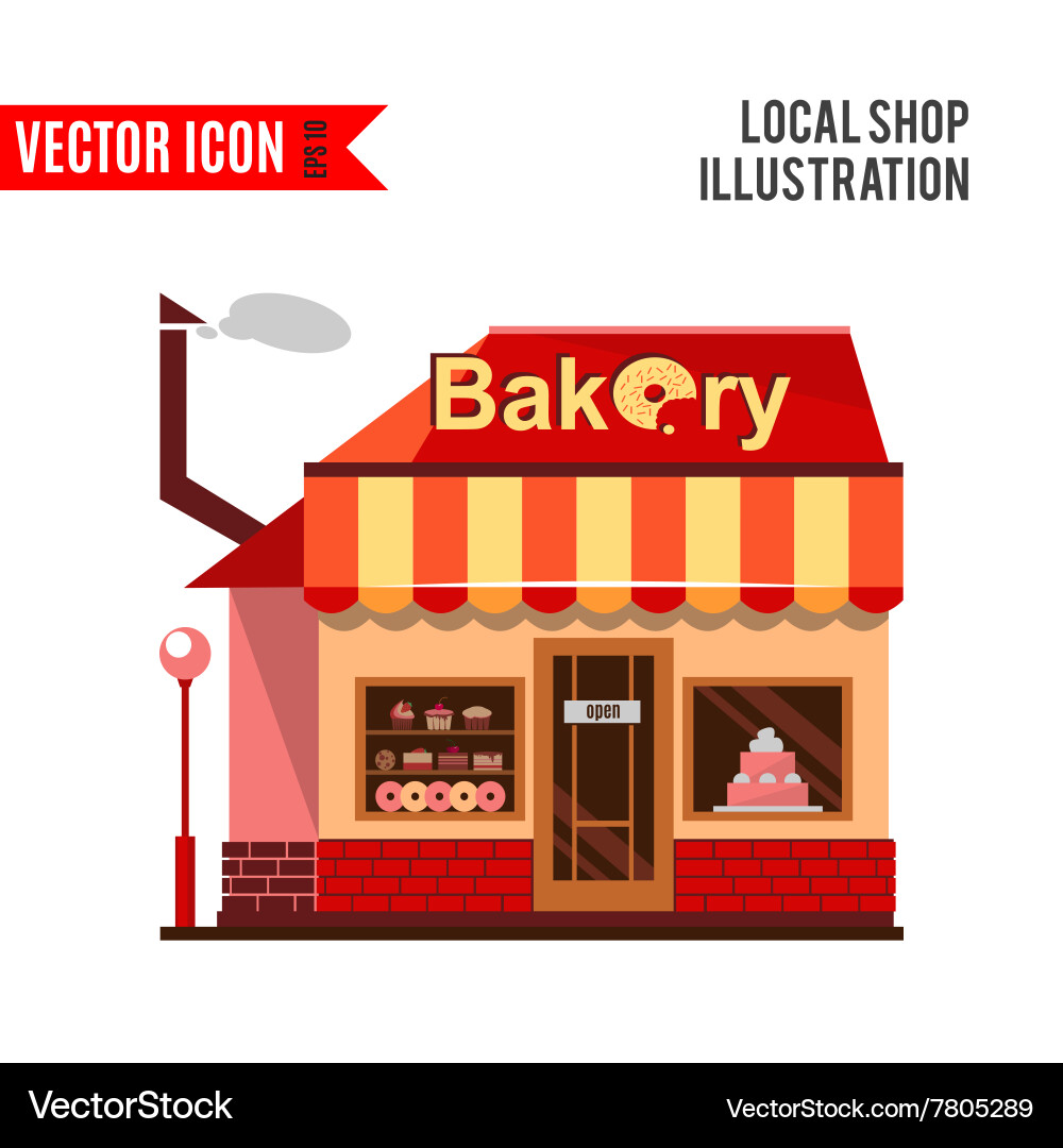 Bakery building with cakes donuts and pies Vector Image