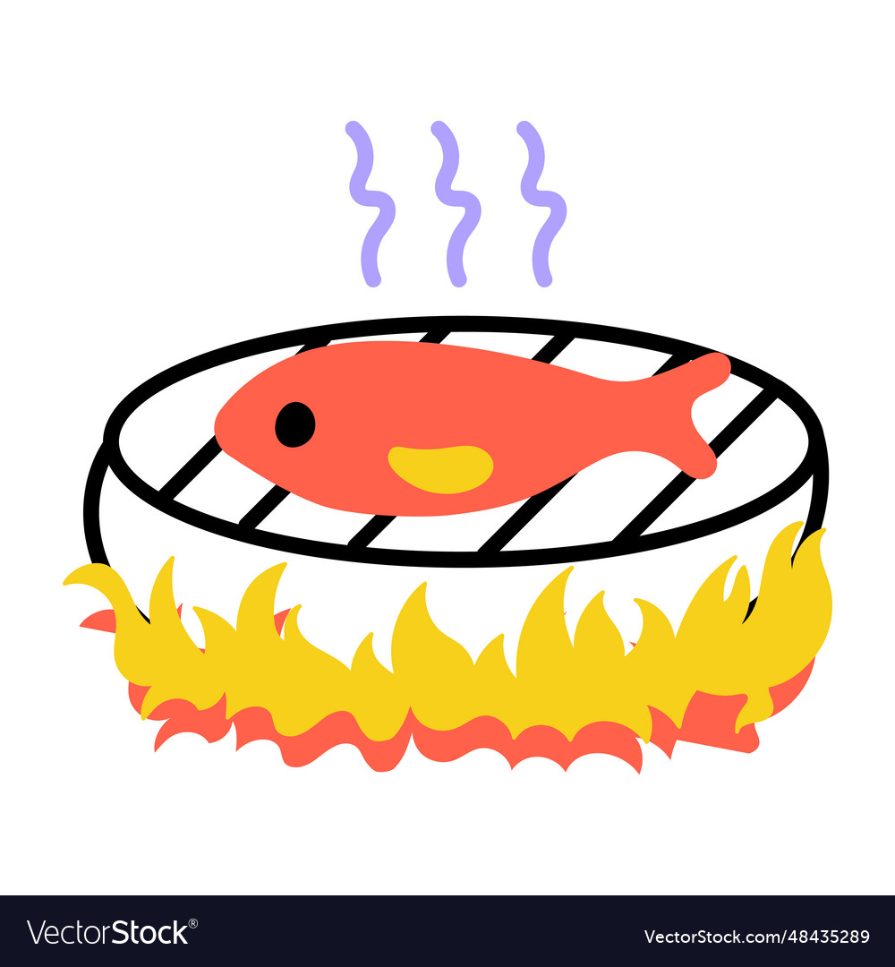 Grilled fish Royalty Free Vector Image - VectorStock