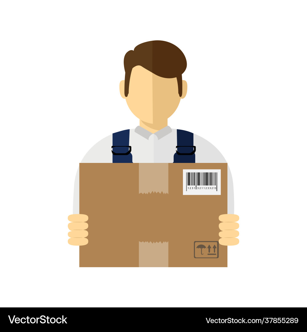 Isometric man delivery concept and parcel Vector Image