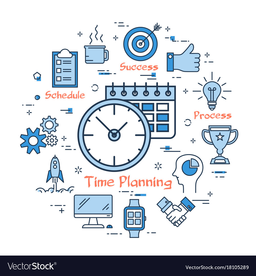 Round linear concept time planning Royalty Free Vector Image Round linear concept time planning Royalty Free Vector Image