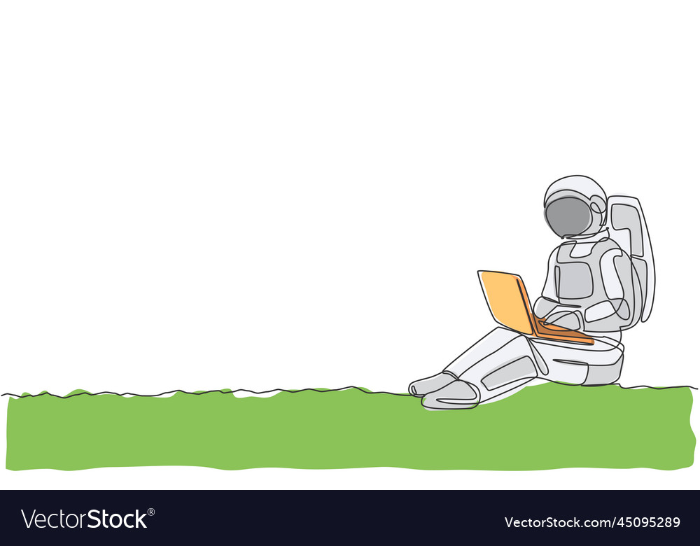 Single continuous line drawing of astronaut Vector Image Single continuous line drawing of astronaut Vector Image