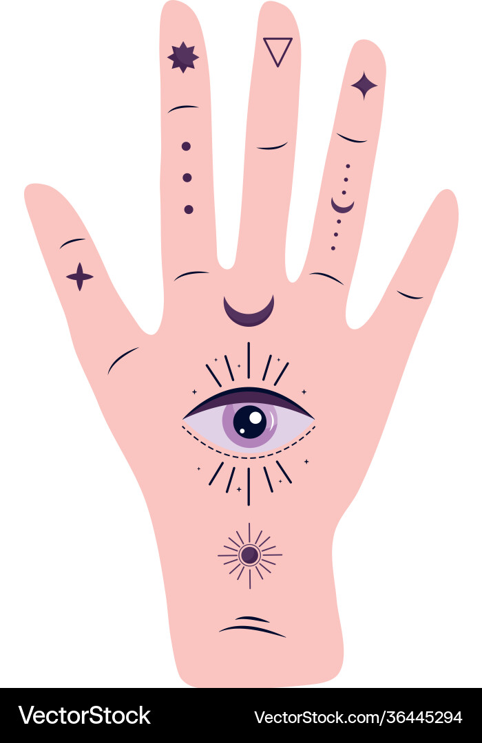 Hand human with eye esoteric icon Royalty Free Vector Image