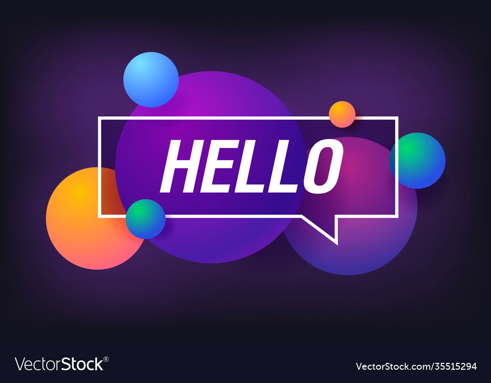 Hello in design banner template for web Royalty Free Vector