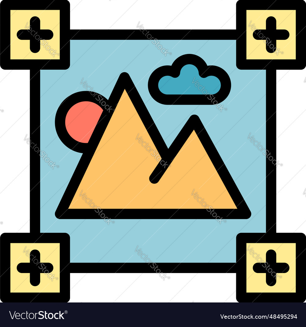 Image plotter icon flat Royalty Free Vector Image