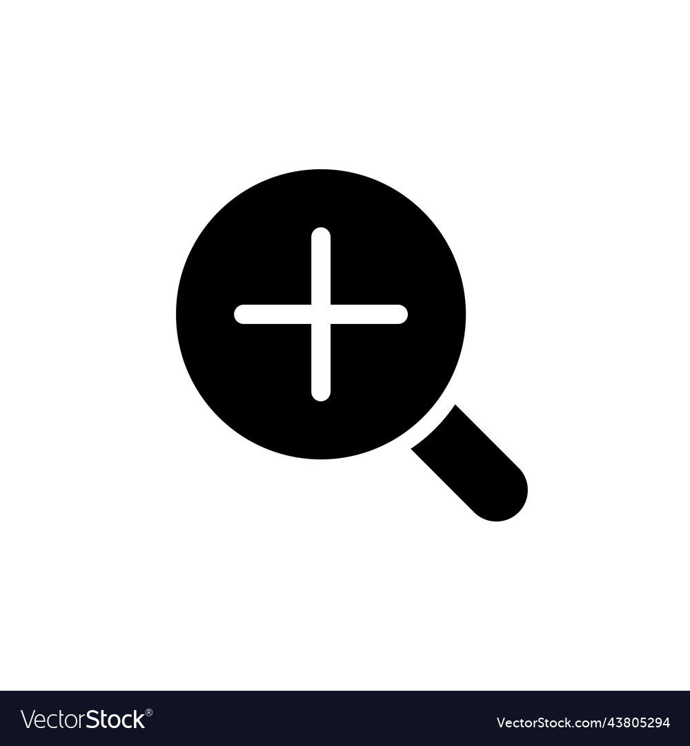 Magnifier and plus black glyph ui icon Royalty Free Vector
