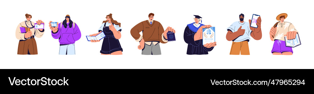 People showing documents set men and women Vector Image