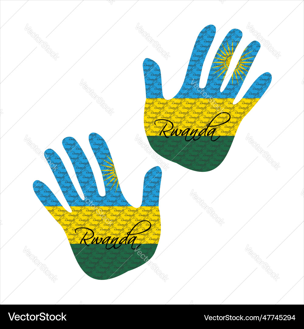 Rwanda flag hand Royalty Free Vector Image - VectorStock