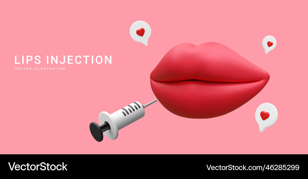 3d realistic banner for lip augmentation Vector Image