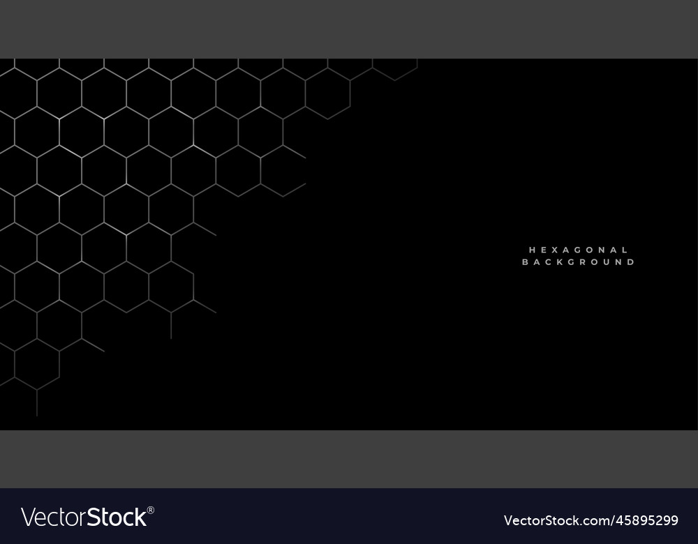 Black hexagonal grid line pattern background for Vector Image