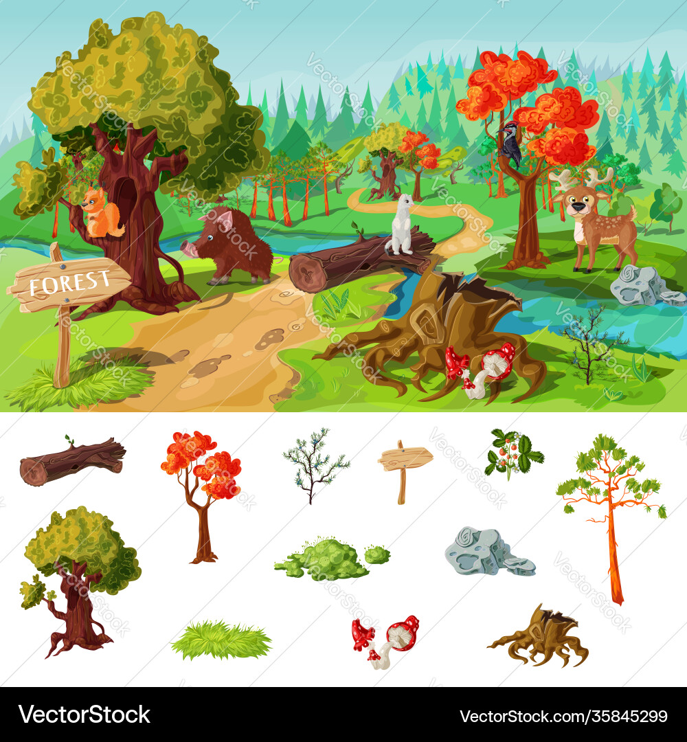 Forest elements concept Royalty Free Vector Image