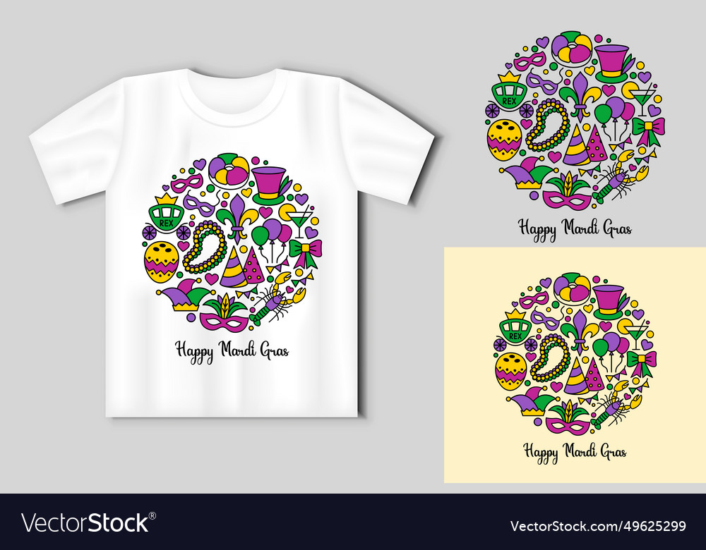 Happy mardi gras round composition Royalty Free Vector Image Happy mardi gras round composition Royalty Free Vector Image