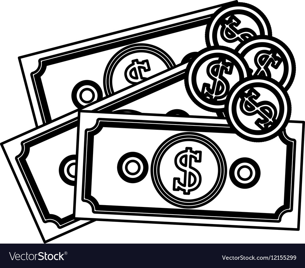 Isolated coins and bills design Royalty Free Vector Image Isolated coins and bills design Royalty Free Vector Image
