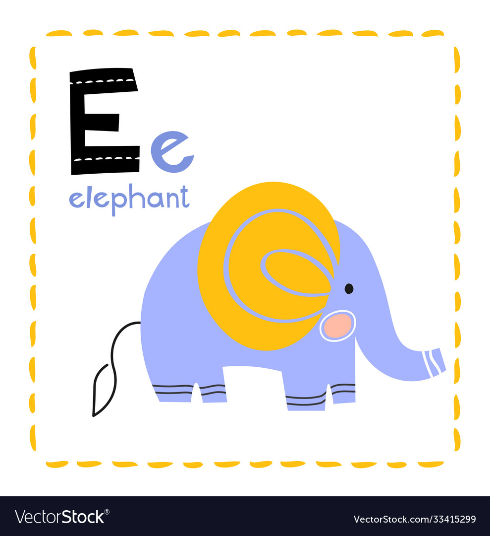 Letter e funny alphabet for young children Vector Image