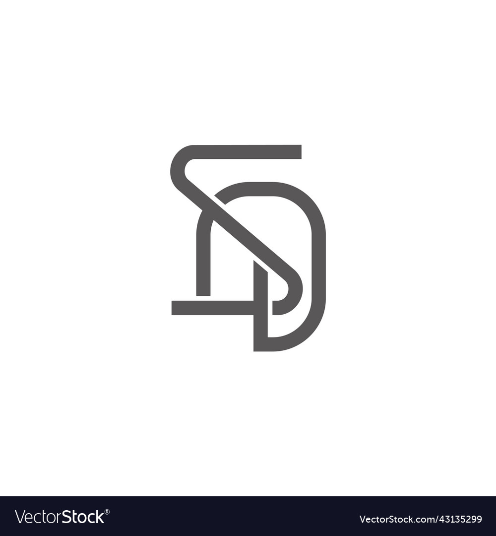 Letter Sd Simple Geometric Line Linked Logo Vector Image