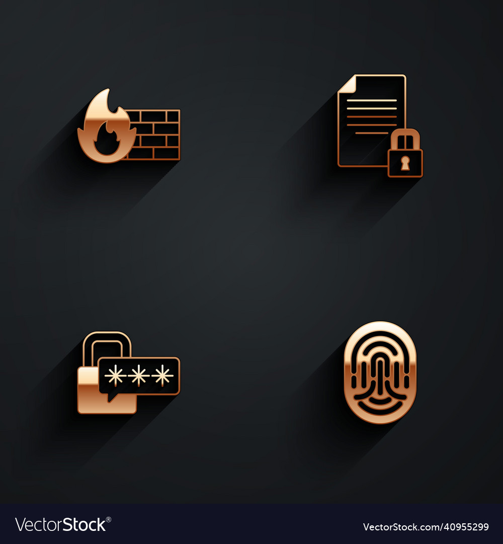 Set firewall security wall document and lock Vector Image