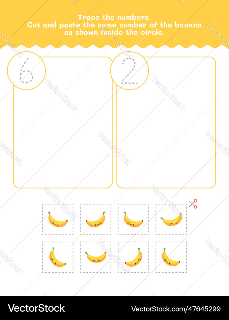Six and two counting and tracing number worksheet Vector Image