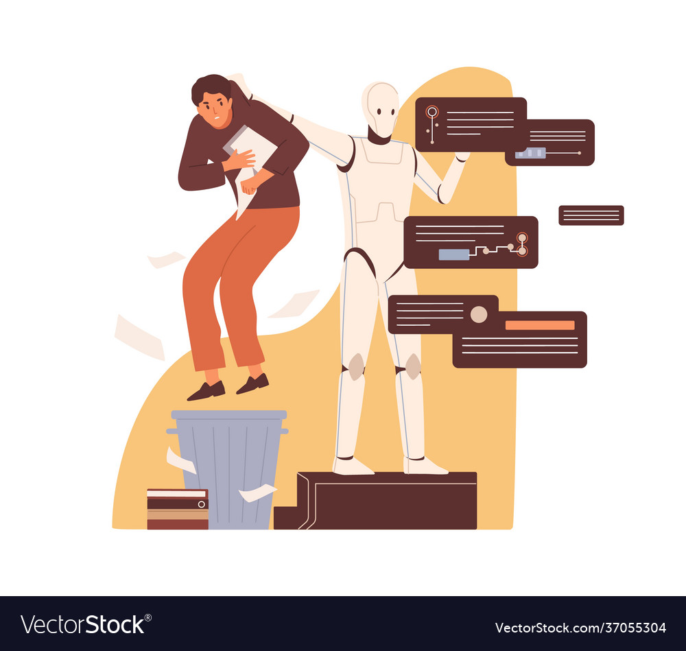 Artificial intelligence replacing people at work Vector Image