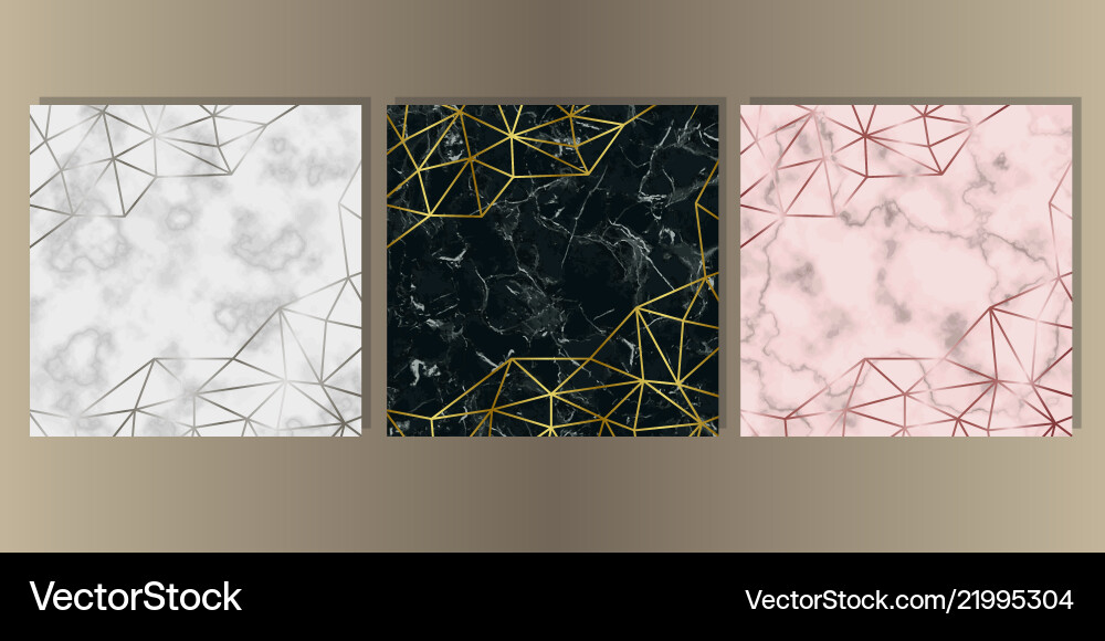 Luxury marble cover set with geometric elements Vector Image
