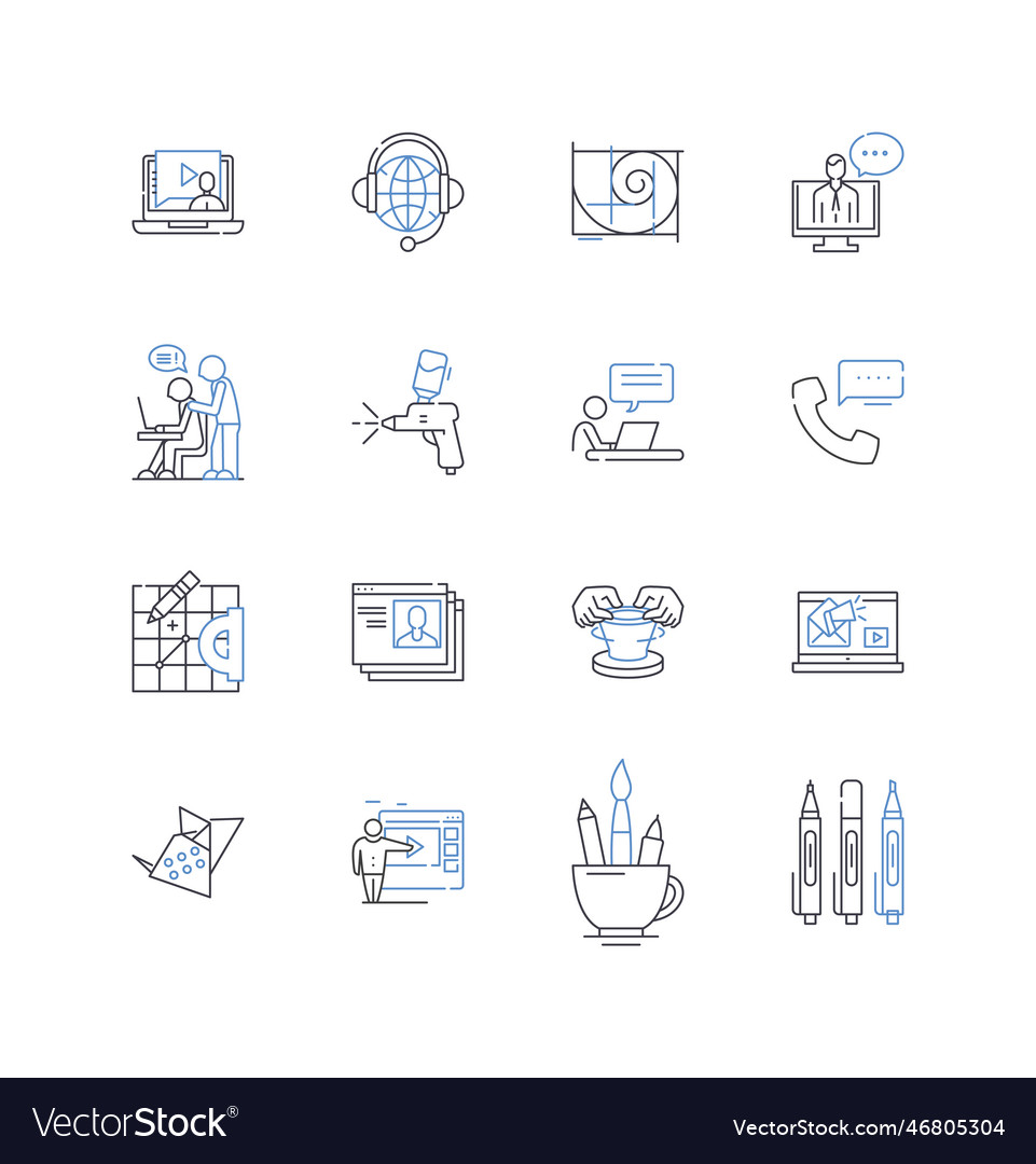 Task Sequence Line Icons Collection Automation Vector Image
