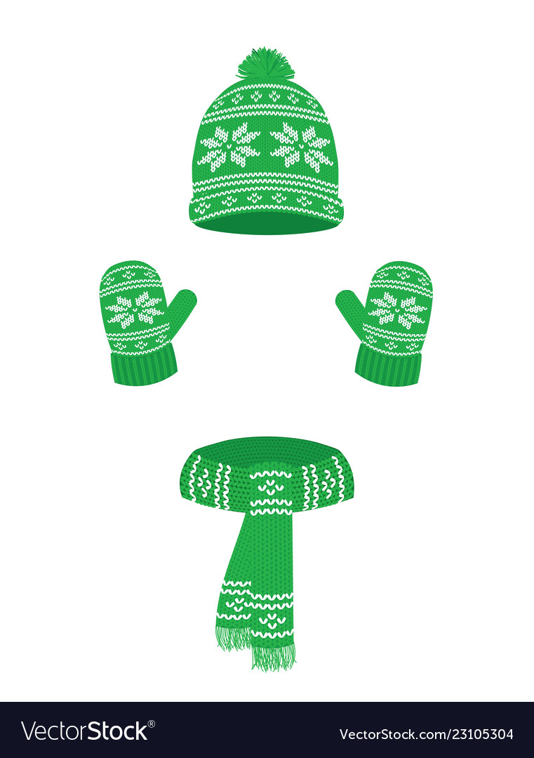 Winter set cap scarf and gloves Royalty Free Vector Image