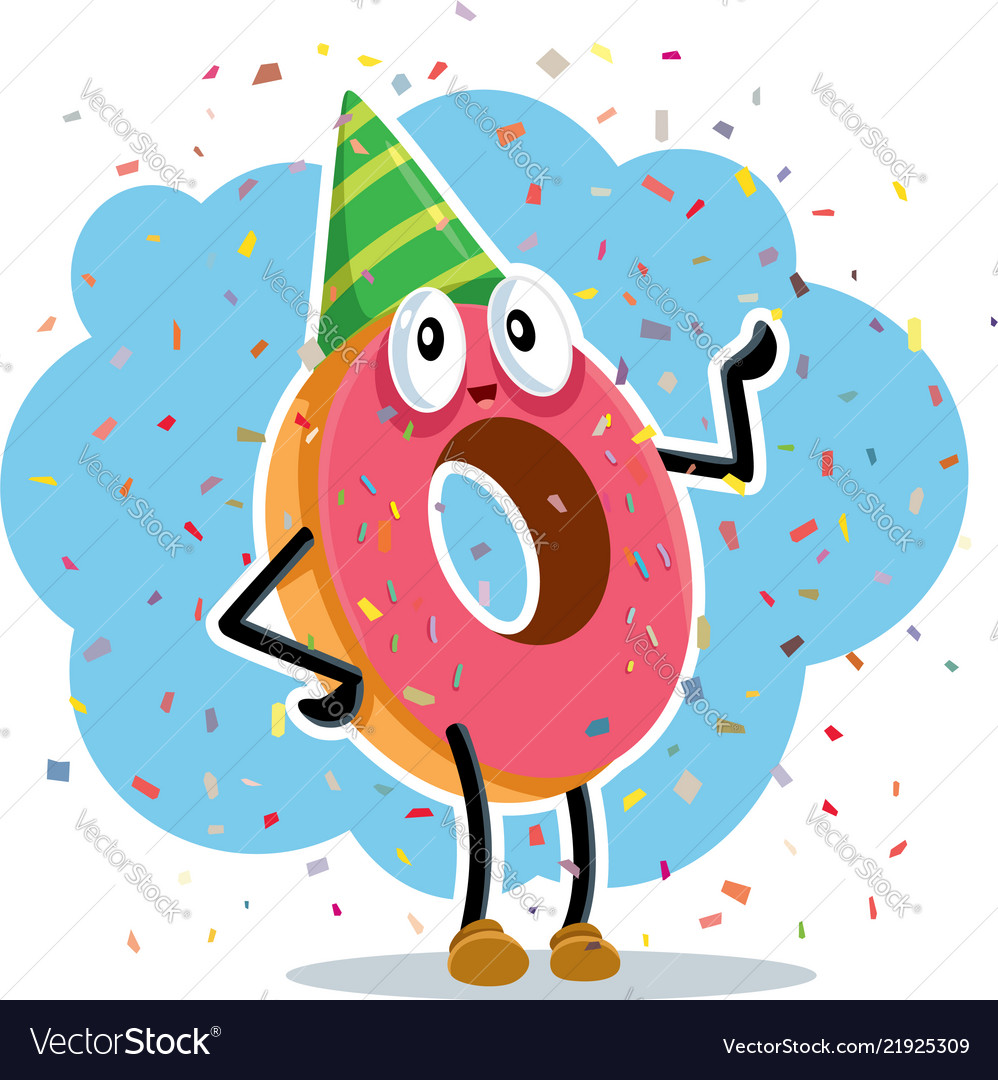Birthday party donut celebrating with confetti Vector Image
