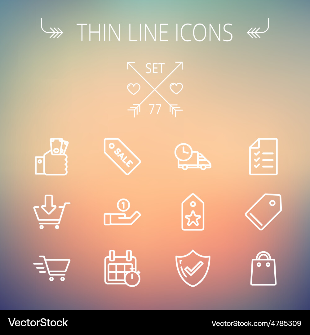 Business shopping thin line icon set Royalty Free Vector