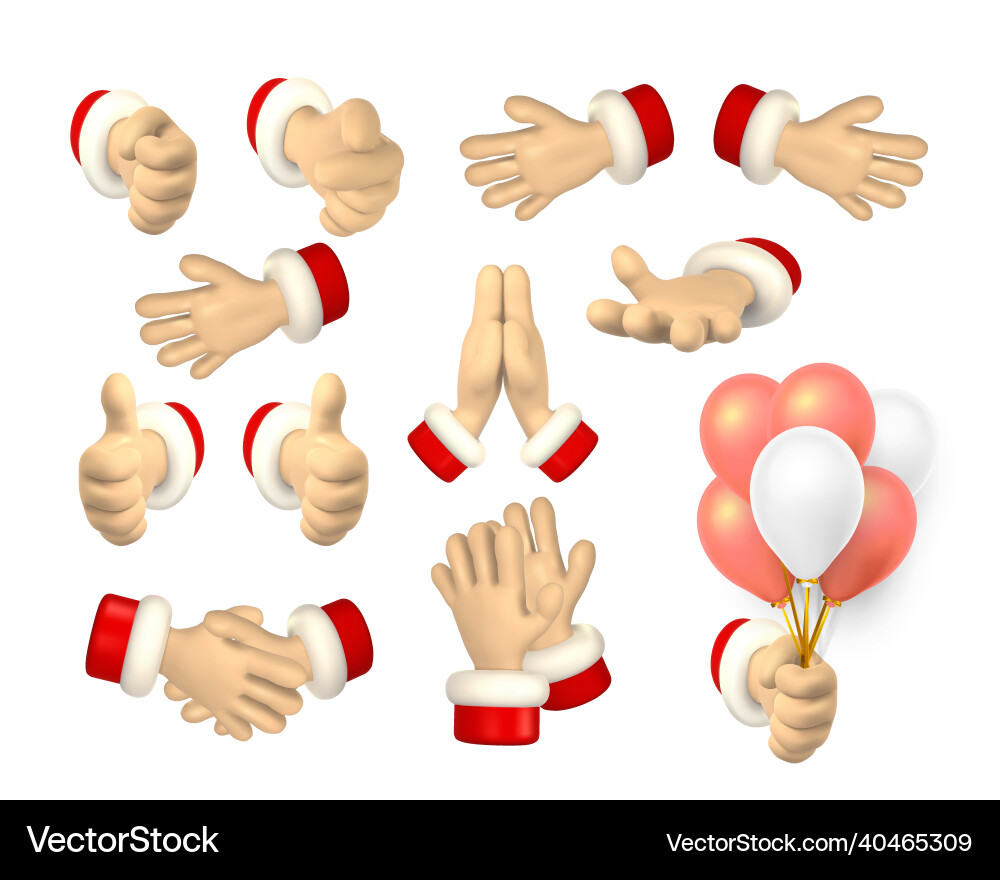 Cartoon character hand shows finger gestures 3d Vector Image