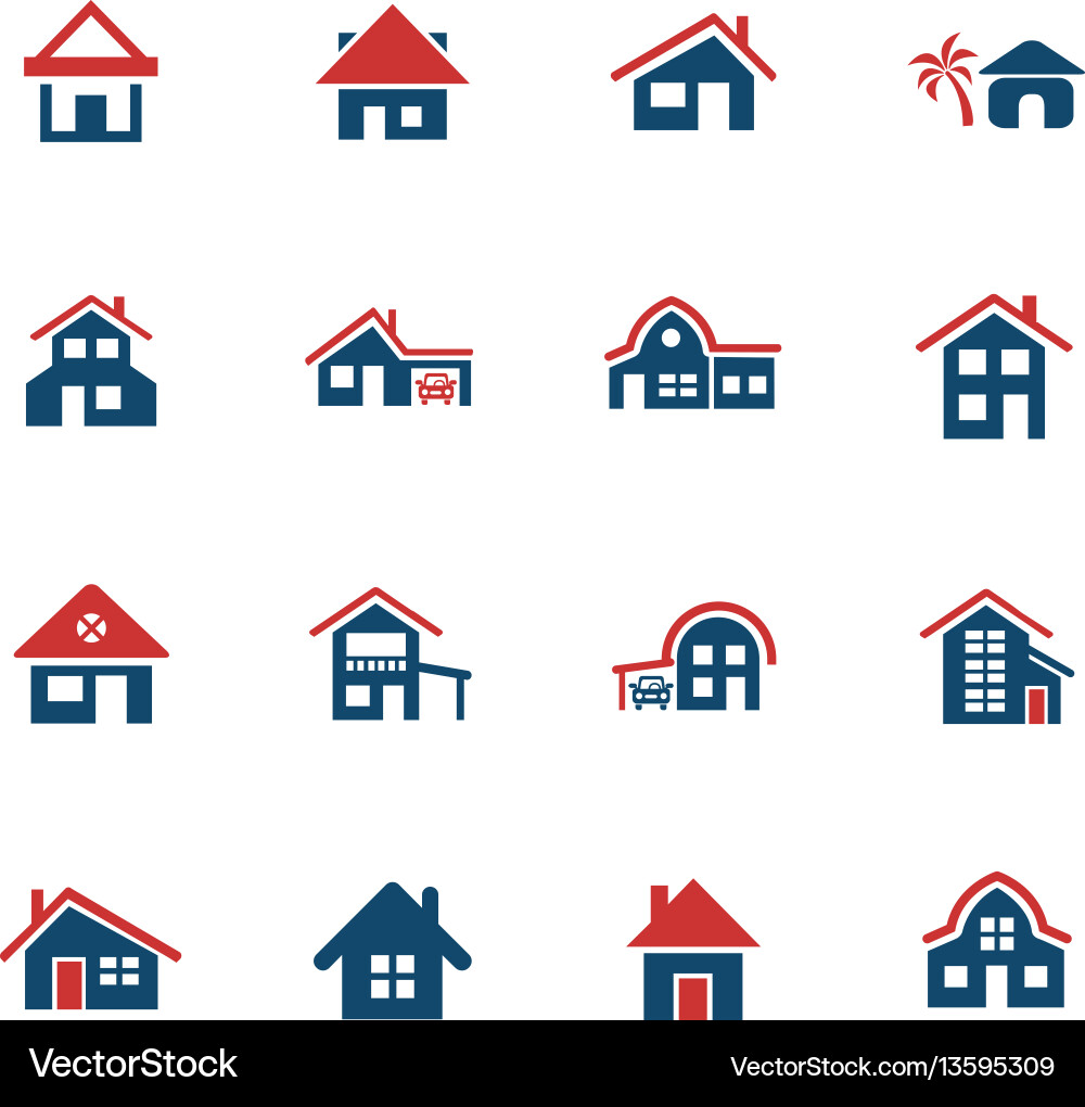 House type icon set Royalty Free Vector Image - VectorStock