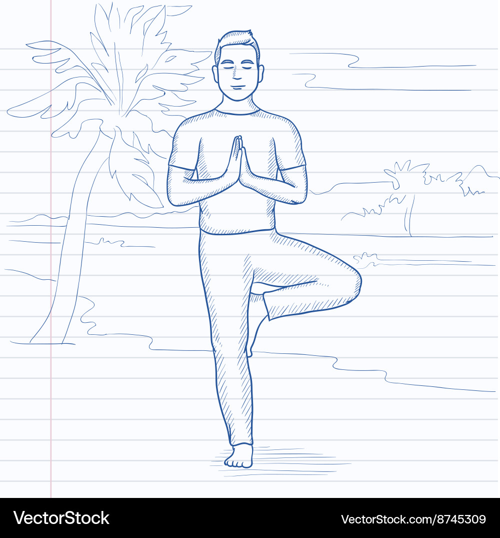 Man practicing yoga Royalty Free Vector Image - VectorStock