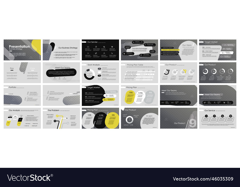 Presentation template elements for slide Vector Image