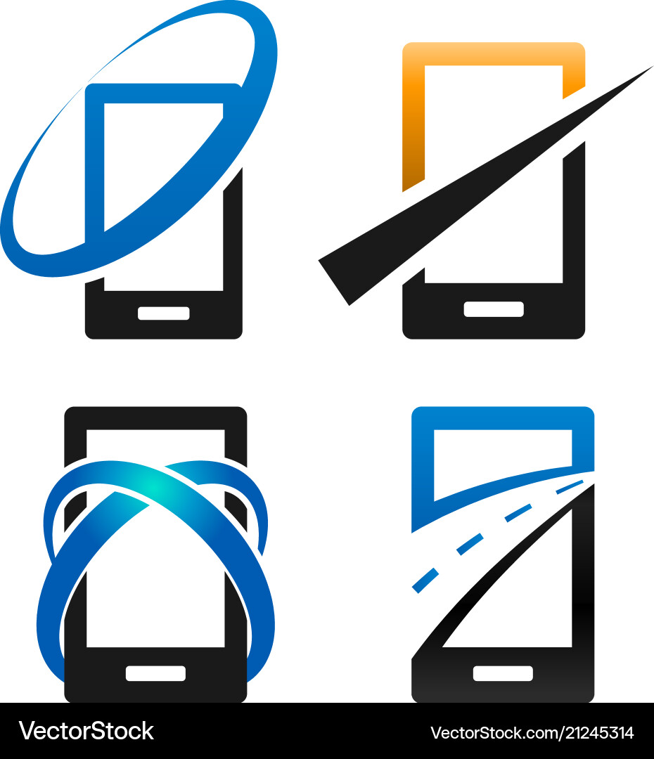 Abstract mobile phone logo and icon design Vector Image