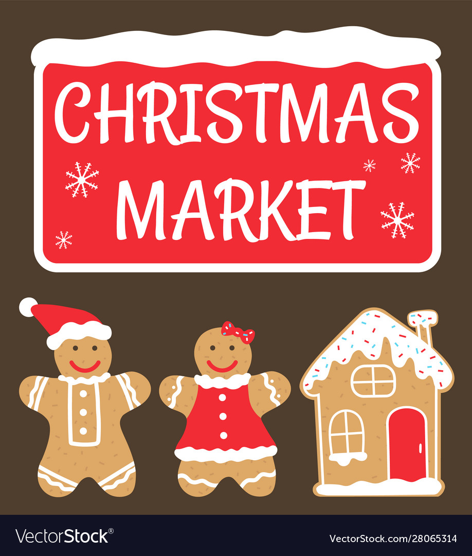 Christmas market gingerbread cookies set Vector Image