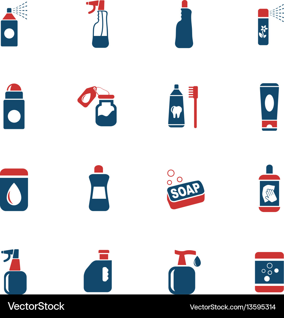 Household chemicals icon set Royalty Free Vector Image