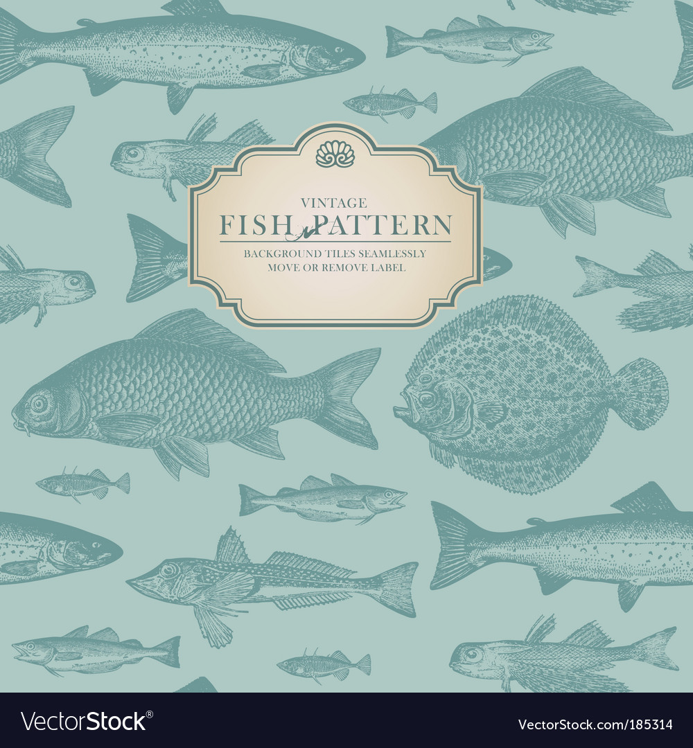 Retro fish pattern Royalty Free Vector Image - VectorStock