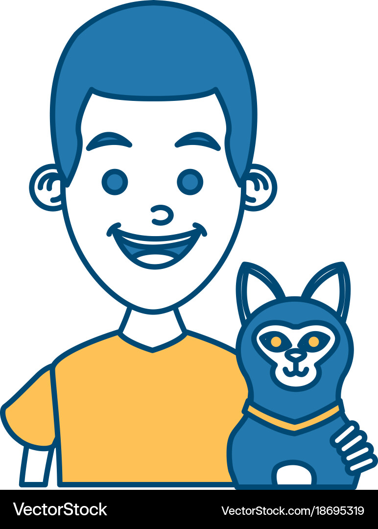 Boy with cat Royalty Free Vector Image - VectorStock