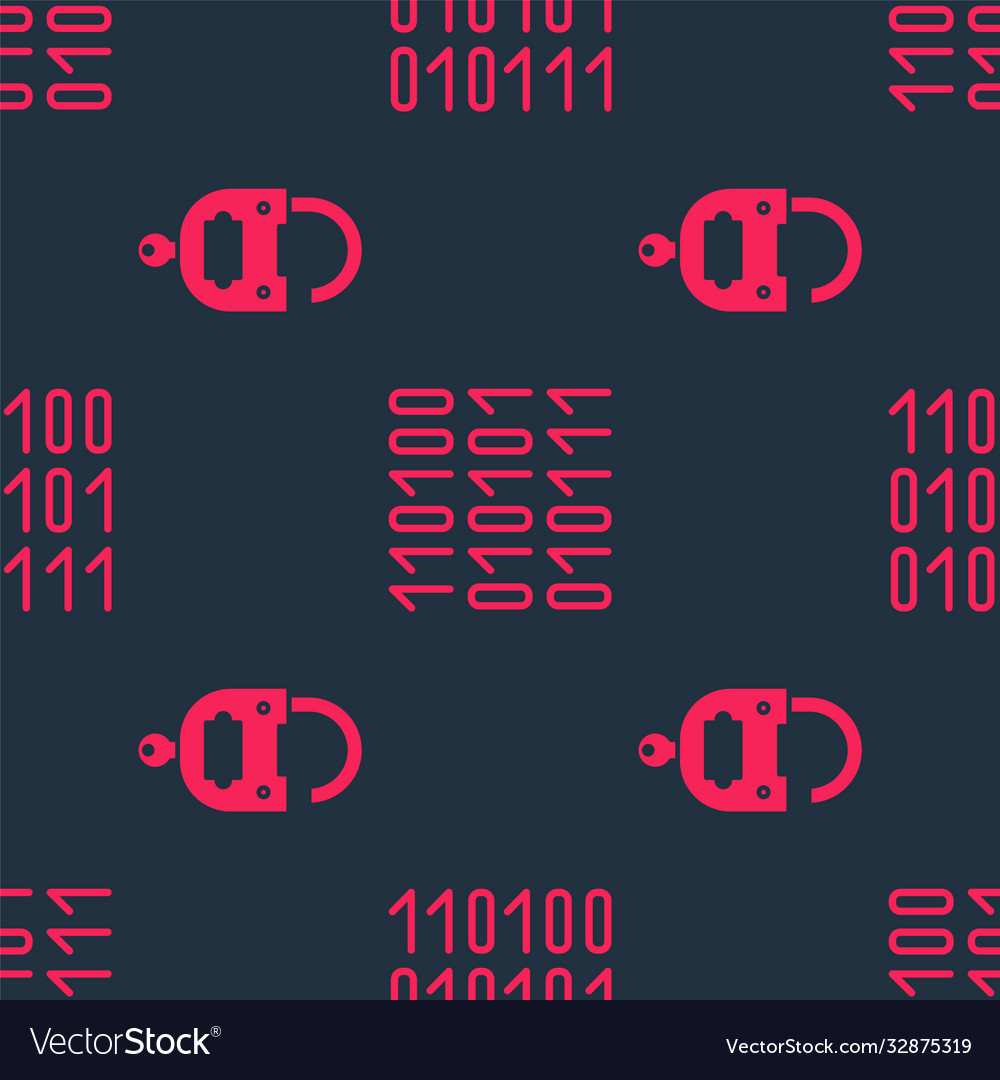 Set Lock And Key And Binary Code On Seamless Vector Image 2237
