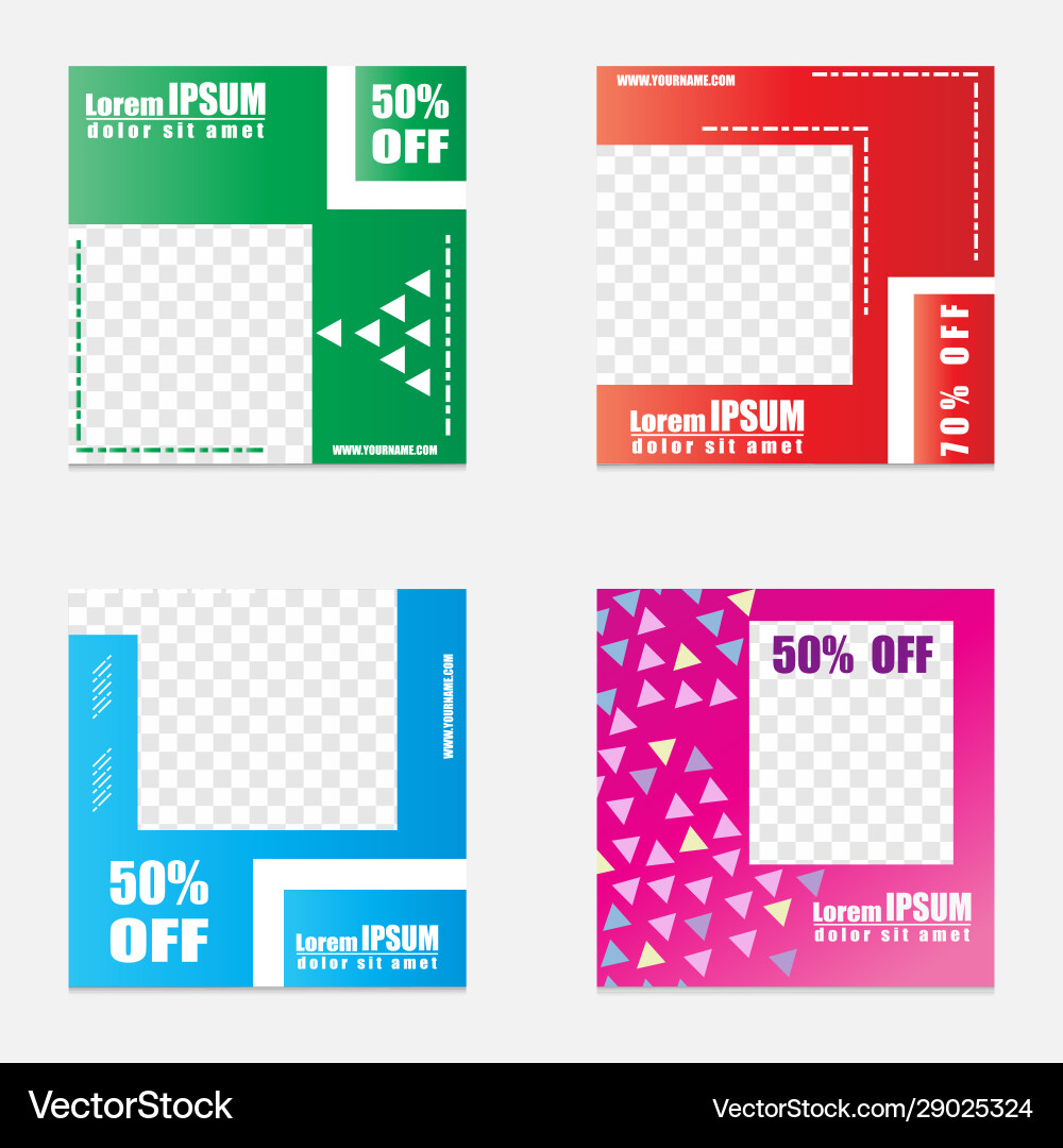 Editable social media post templates Royalty Free Vector